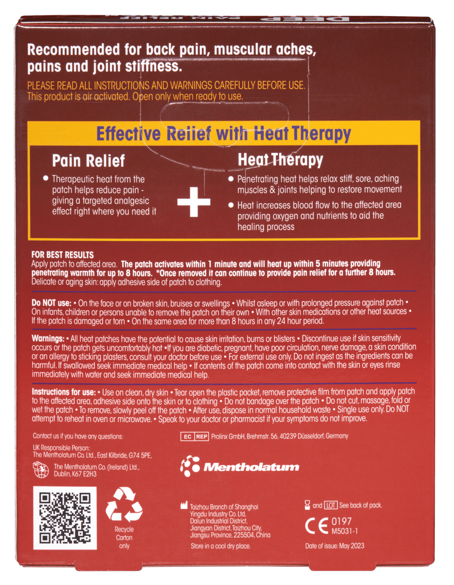 Pain Relief Back Patch - Deep Heat - | Mentholatum