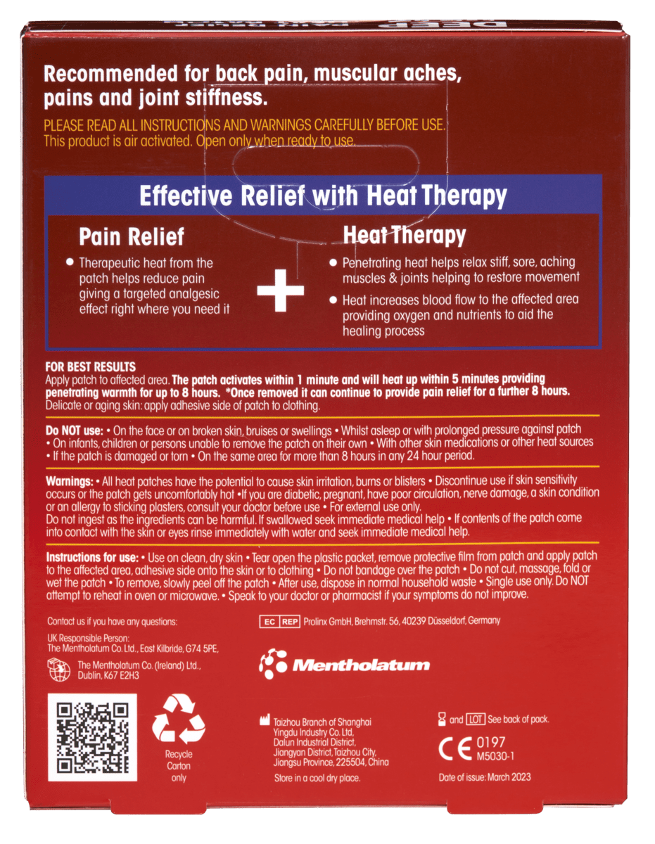 Pain Relief Heat Patch - Deep Heat - | Mentholatum